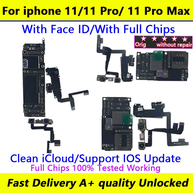 Working-Board-For-iPhone-11-11Pro-Motherboard-With-Face-ID-Unlocked ...