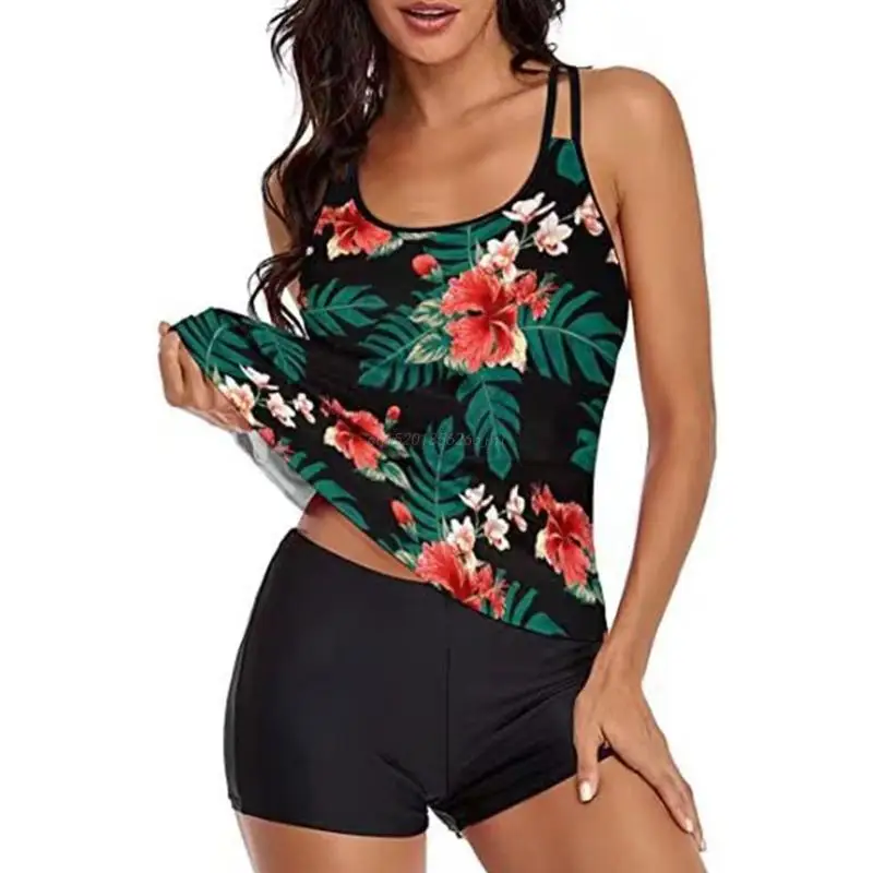 Roupa de banho feminina com shorts 2 peça tankini maiô controle de ...