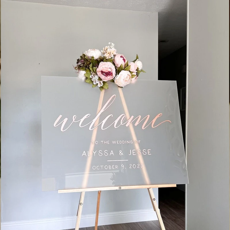 Custom Frosted Acrylic Wedding Welcome Garden Backdrop Sign Wedding ...
