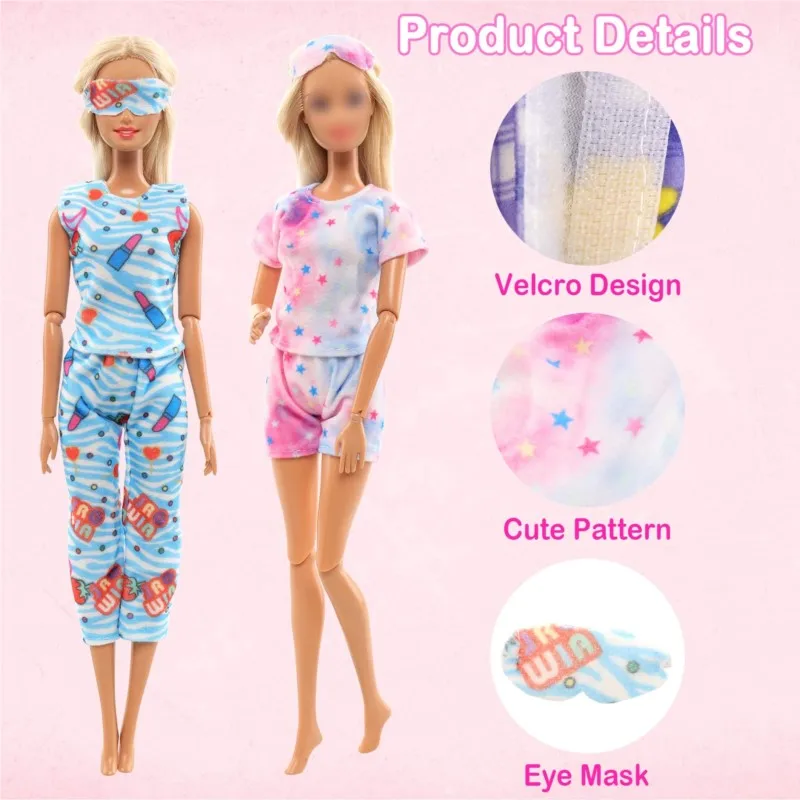 1Set-Doll-Pajamas-Party-Clothes-Sleepwear-Casual-Bedtime-Suit-Eye-Masks ...