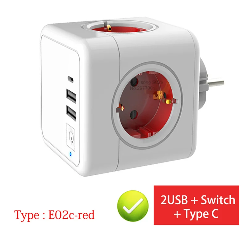 4-Eu-AC-Outlets-Power-Strip-Multiple-Cube-Plug-3-USB-A-Output ...