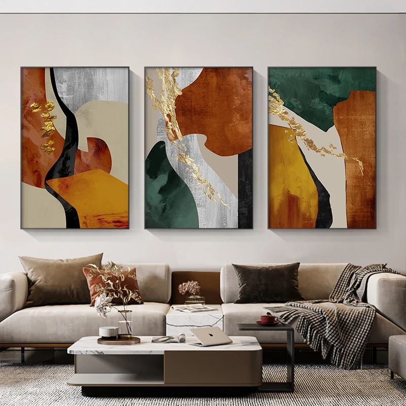 Abstract-Gold-Foil-Posters-Modern-golden-Color-Block-Canvas-Paintings ...
