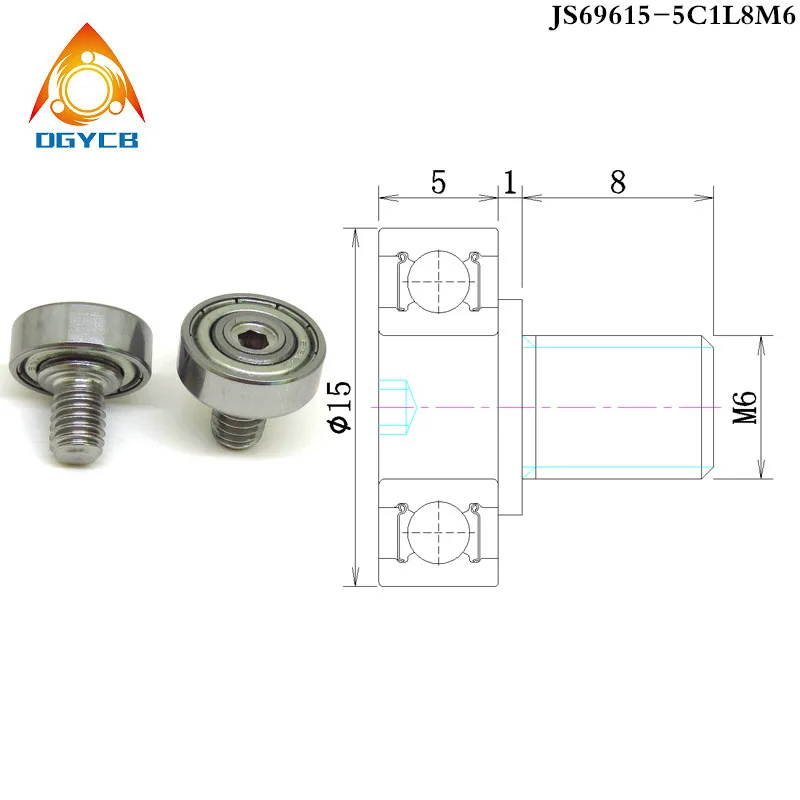 1pcs-15mm-Diameter-696-External-Thread-Bearing-Wheel-JS69615-5C1L8M6 ...