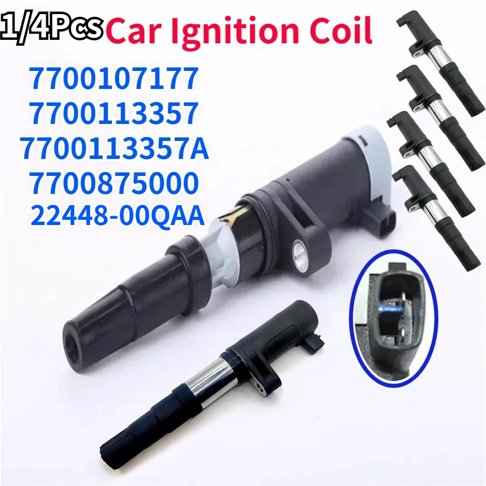1-4Pcs-Ignition-Coil-22448-00QAA-7700107177-For-Renault-Clio-Megane ...