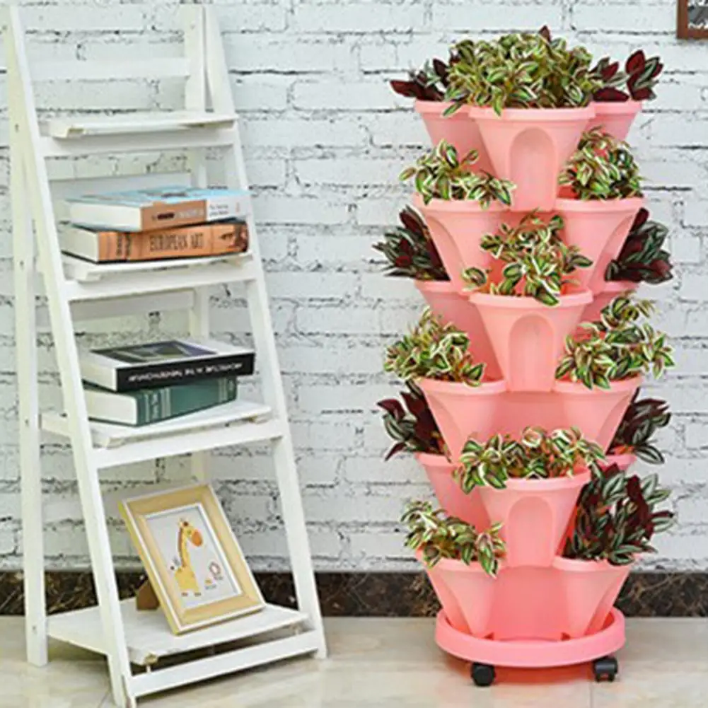 Stackable Plant Pot Creative Plastic Flower Planter Petal Design Multi ...