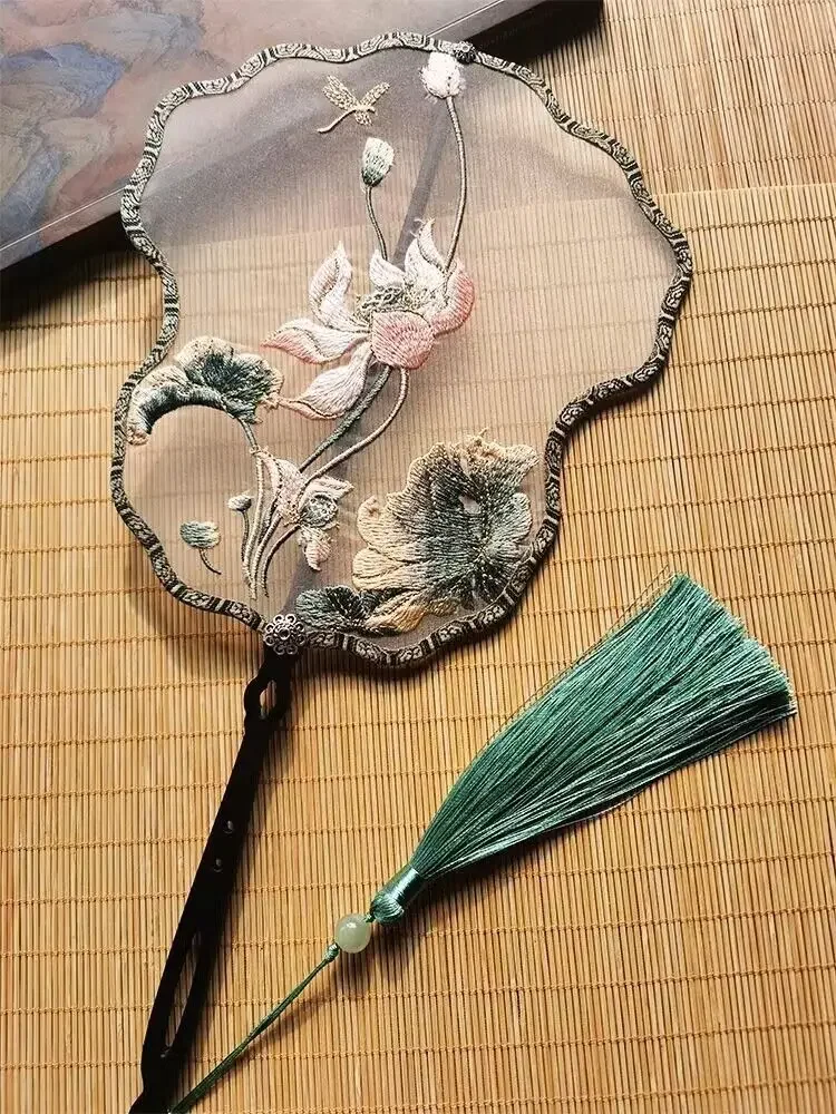 Hanfu-Fan-Chinese-Style-Embroidery-Lotus-Fan-Summer-Classical-Palace ...