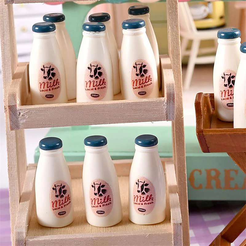 5/10PCS Miniature Food Model Toy Milk Bottle Drinks Dollhouse ...