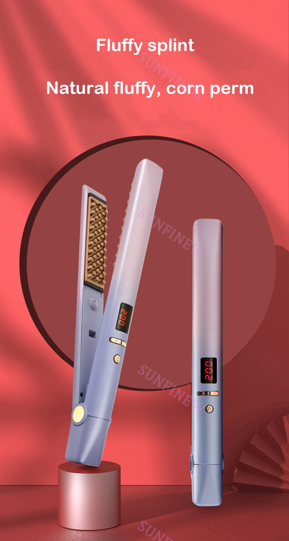 LISSEUR ,red no box-L'UA--Mini Fer À Friser 3d Flottant En Céramique ...