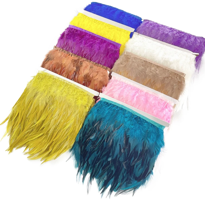 1Meters Colorful Pheasant Feathers on Tape Trim Fringe White Black ...