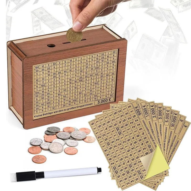 Hucha-de-madera-reutilizable-con-porter-a-de-ahorro-y-cajas-de-n-meros ...