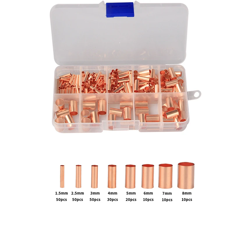 230pcs Cold Pressed Copper Connecting Pipe Wire Joint Small Copper Tube ...