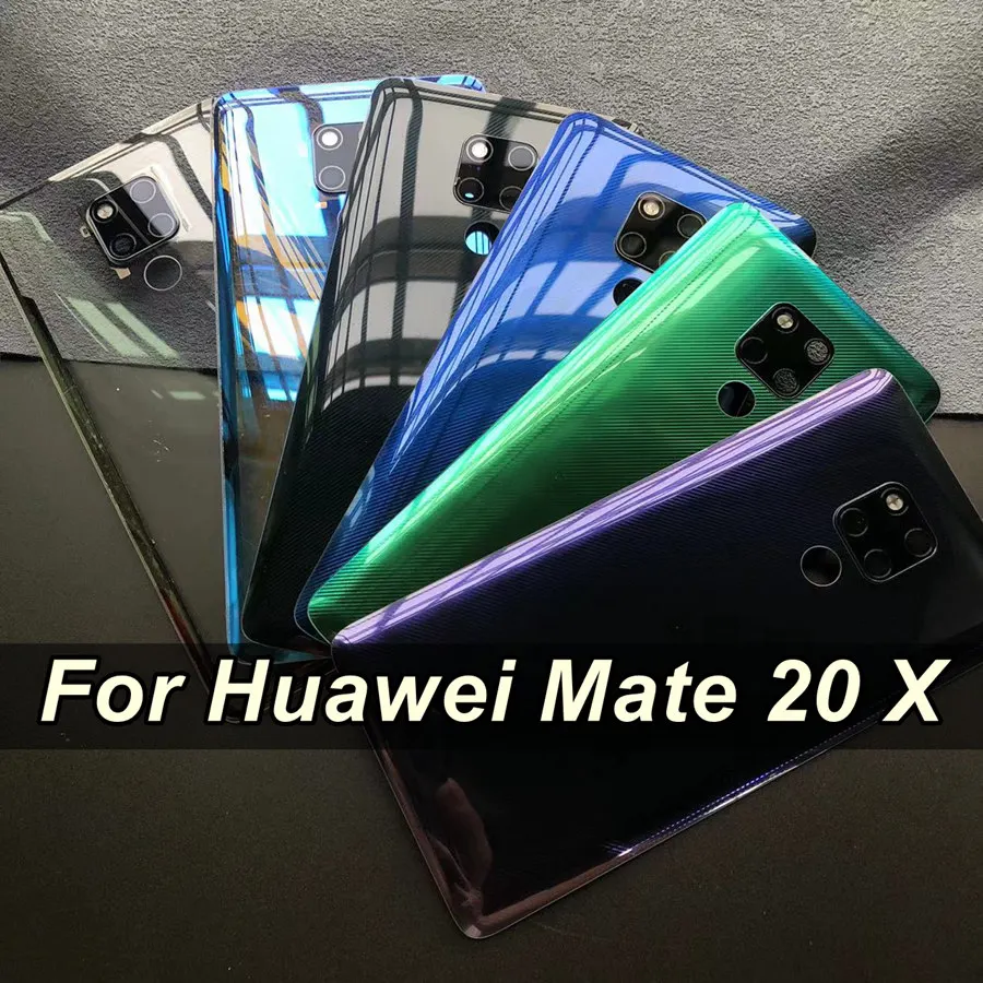 Transparente claro para huawei mate 20 x 20x bateria capa traseira do painel de vidro caso ...