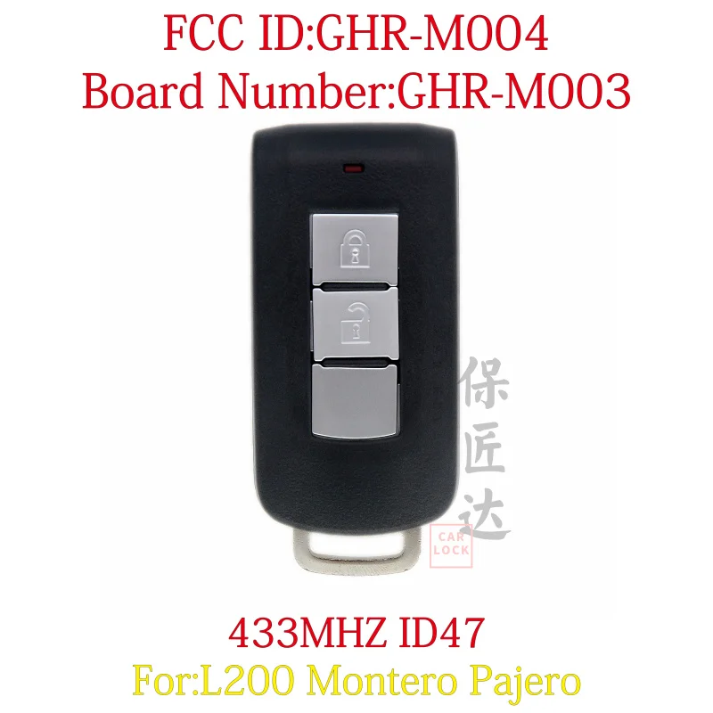 Baojiangda 2 Button Smart Key 433mhz For Mitsubishi L200 Montero Pajero ...