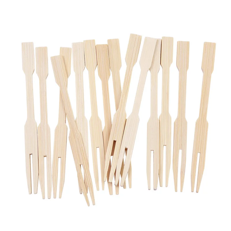 100pcs-Mini-Bamboo-Forks-Cocktail-Fruit-Forks-Appetizer-Small-Forks-for ...