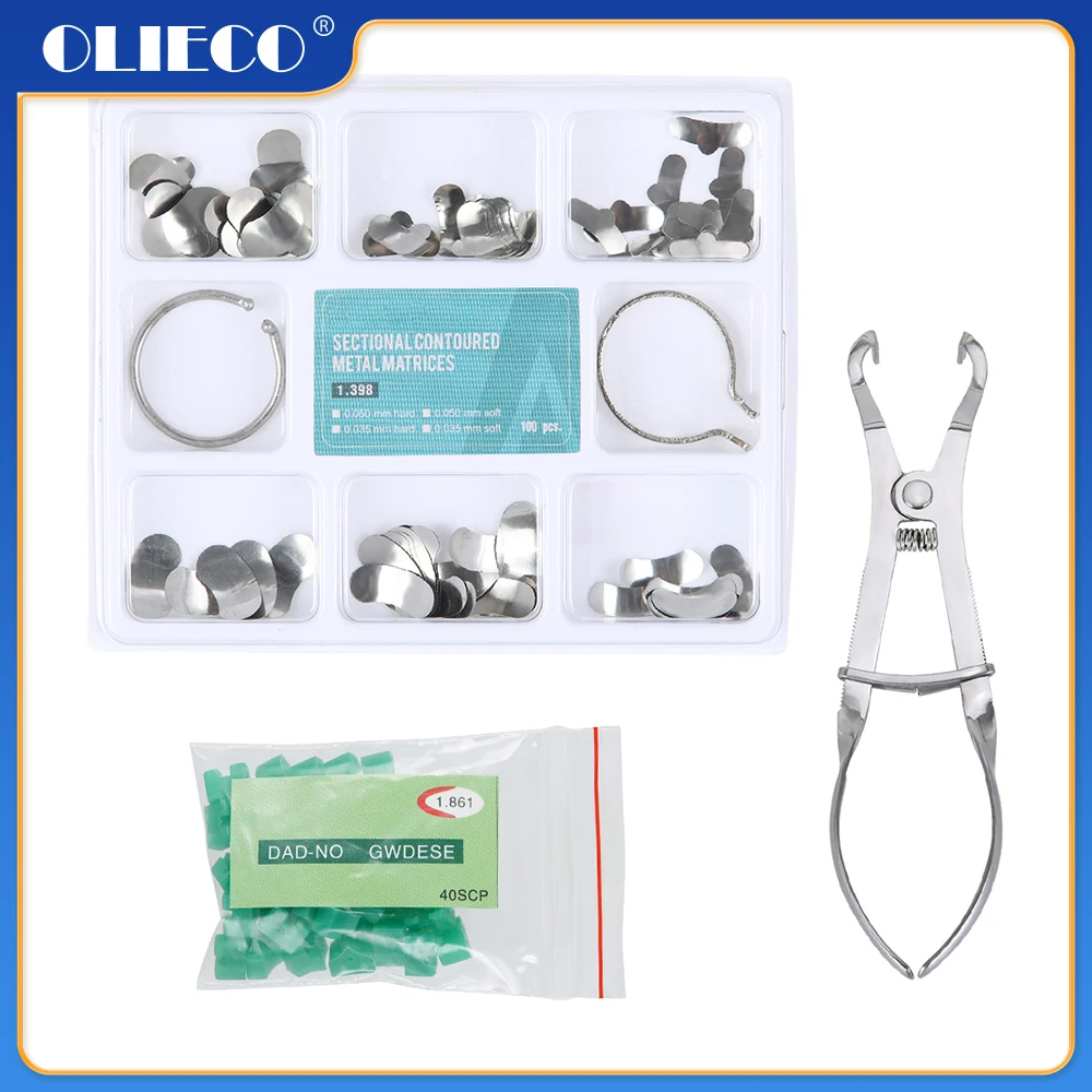 100Pcs-Pack-Dental-Matrix-Sectional-Contoured-Metal-Matrices-Silicone ...