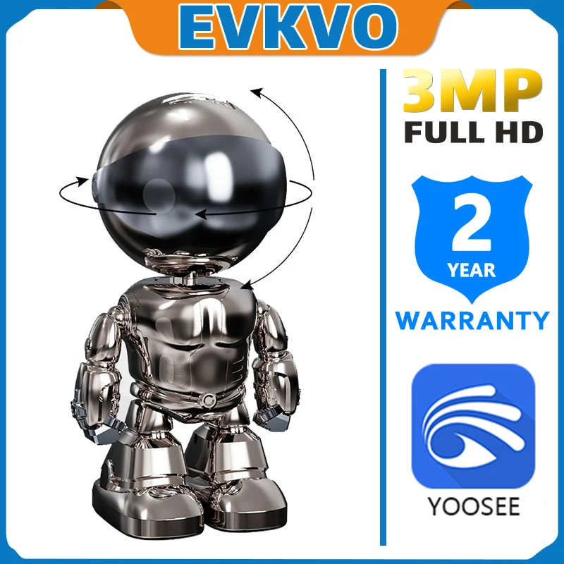 3MP Robot PTZ Wifi IP Camera Indoor Videcam Surveillance Cameras With ...