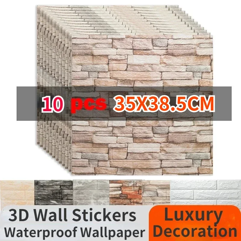 10-20PCS-3MM-3D-Wallpaper-PE-Foam-Wall-Sticker-Home-Decor-Self-Adhesive ...