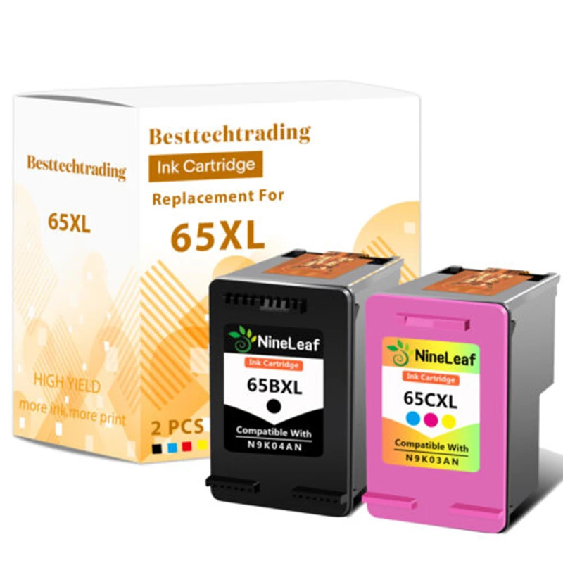 NineLeaf Compatible For HP 65XL Black/Color DeskJet 3755 3760 2620 2621 ...