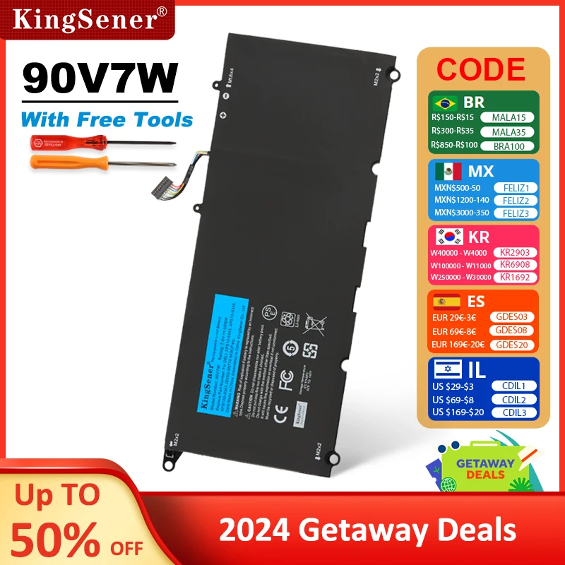 KingSener-90V7W-JHXPY-JD25G-090V7W-Laptop-Battery-For-Dell-XPS-13-9343 ...