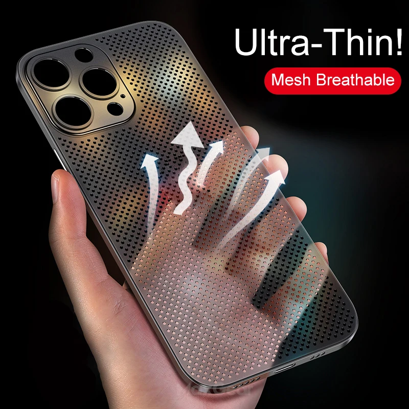 Ultra-Thin Cooling Mesh Heat Dissipation Case For iPhone 14 Plus 13 12 ...