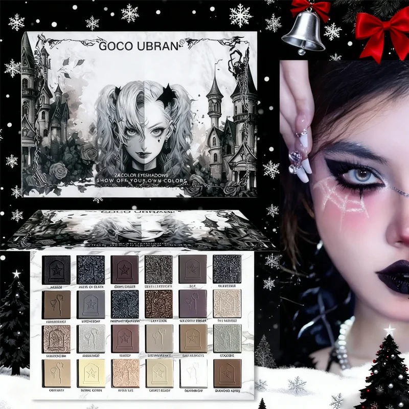 24-Color Dark Elf Eyeshadow Palette, Gothic Vampire Style Makeup Set ...