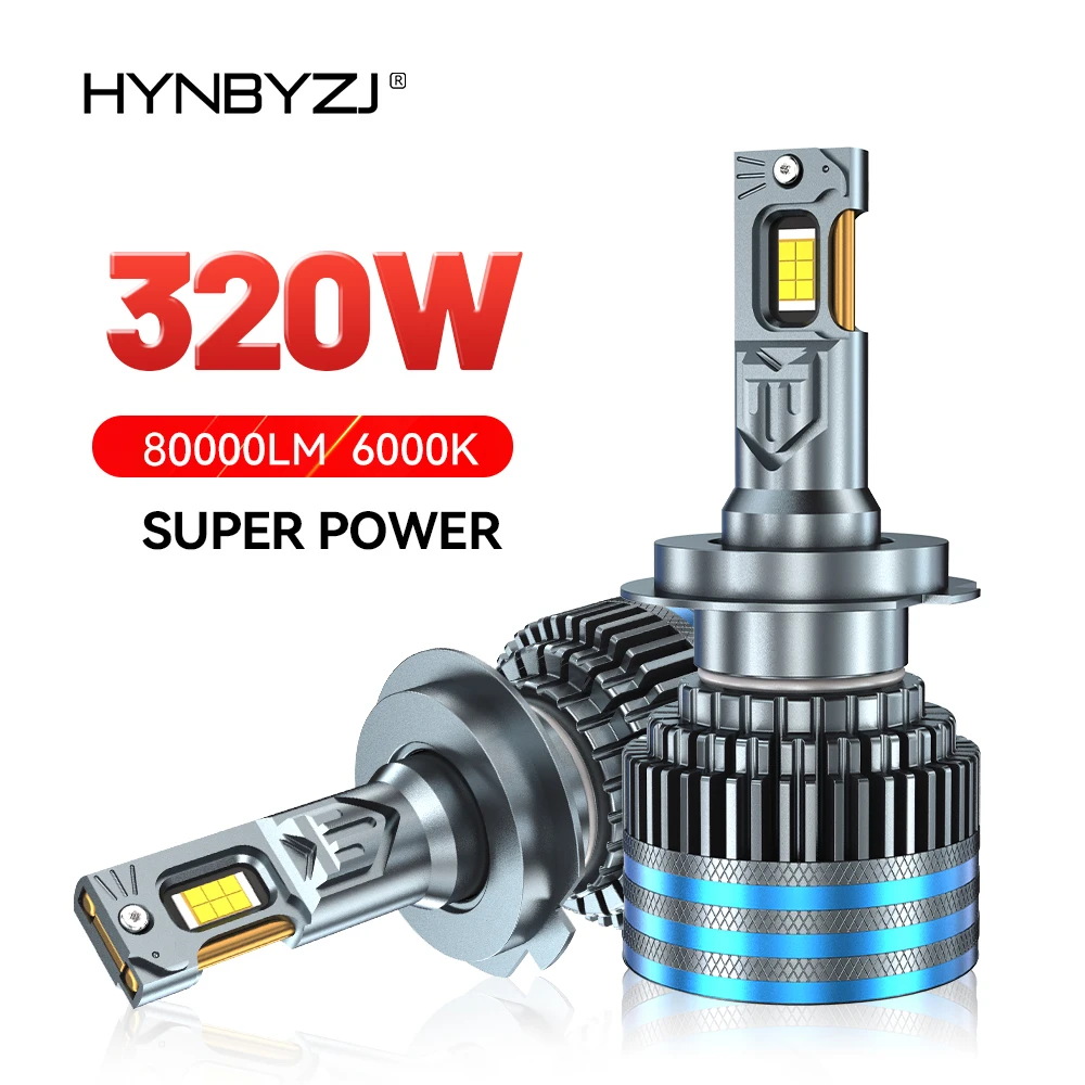 HYNBYZJ-bombilla Led para faro delantero de coche, tubo de cobre de 320W, H7, H4, H11, H1, H8 ...