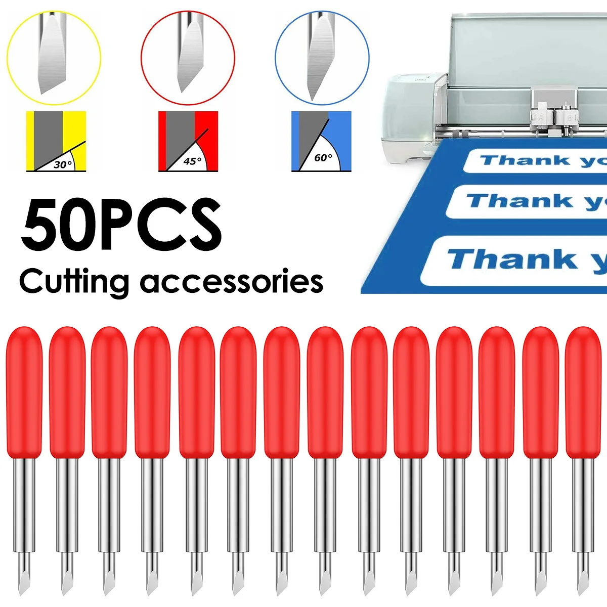 50PCS-30-45-60-Degrees-Replacement-Blades-For-Roland-Cricut-Plotter-Blade-Knife-Cutter-Blades ...