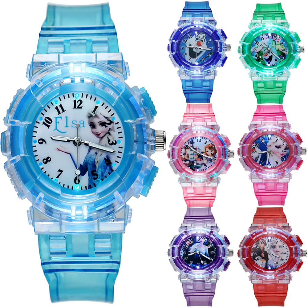 New-Disney-Frozen-Elsa-Princess-LED-Glowing-Watch-Figure-Toys-Children ...