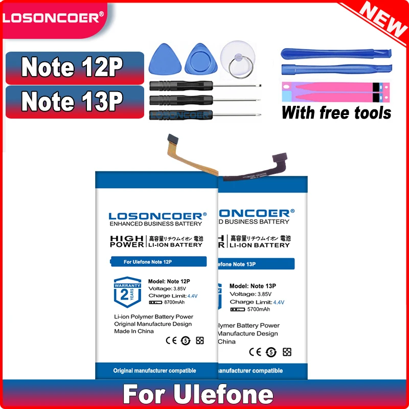 LOSONCOER 5700 8700mAh Battery For Ulefone Note 12P For Ulefone Note ...