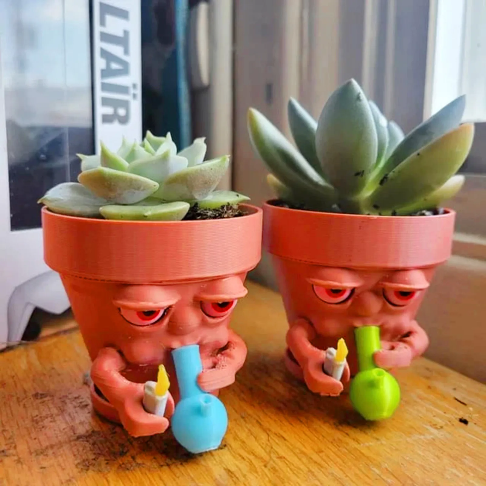 Mini-Small-Size-Creative-Flower-Pot-Face-Shape-Pot-Holding-Pipe ...