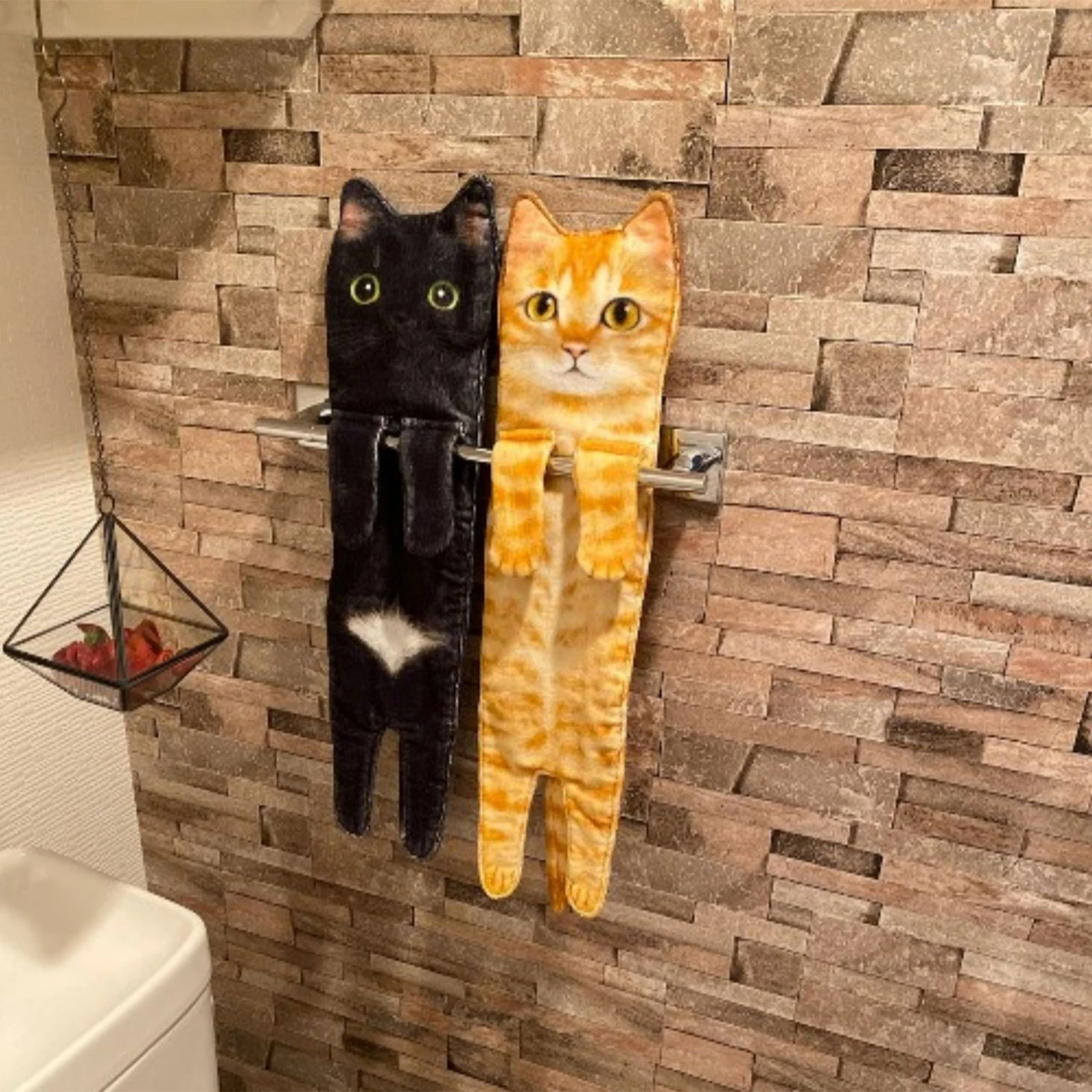 Cat Funny Hand Towels Bathroom Kitchen | Kitchen Towel Hanging Loop ...
