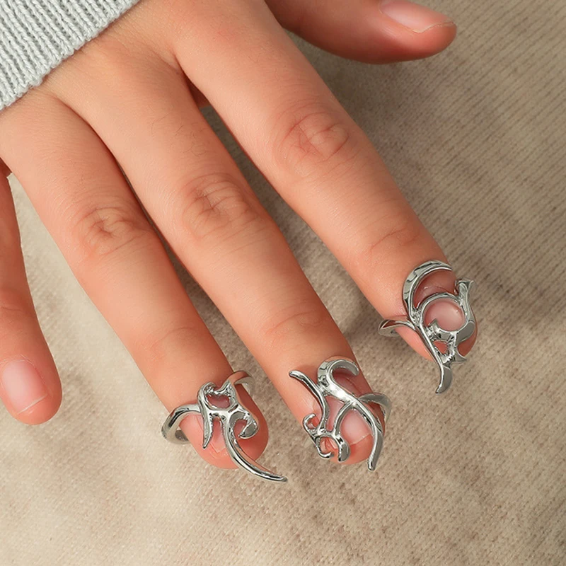 3 Pcs/Set Punk Gothic Irregular Opening Rings for Women Men New Daily ...