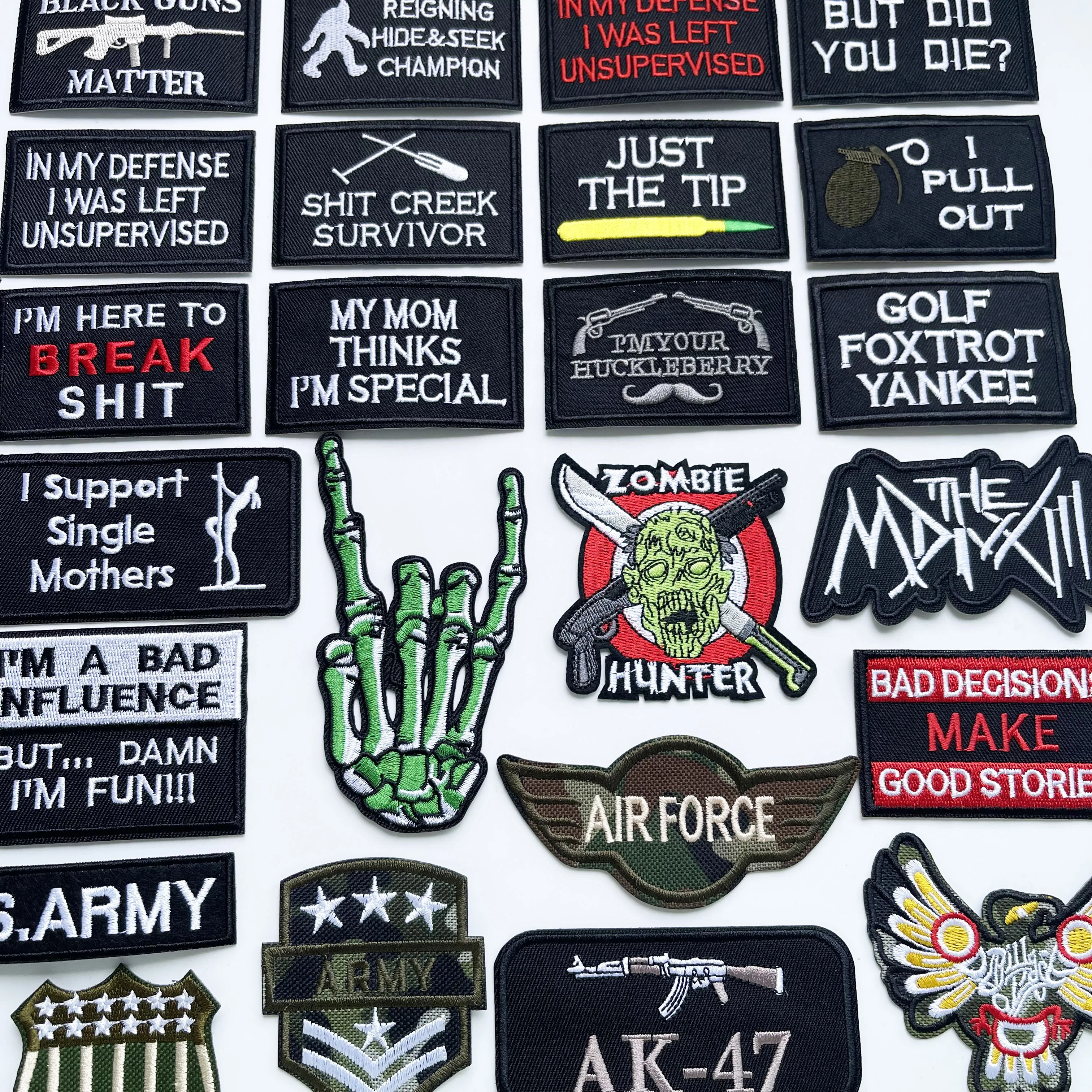 gun-army-Patch-With-Slogon-Iron-On-Patches-For-Clothes-DIY-Embroidery ...