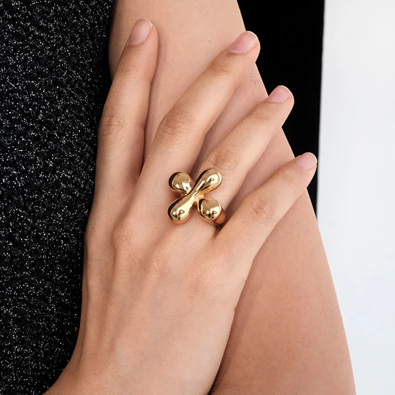 4-clover-leaf-statement-rings-stainless-steel-rings-for-women-chunky ...