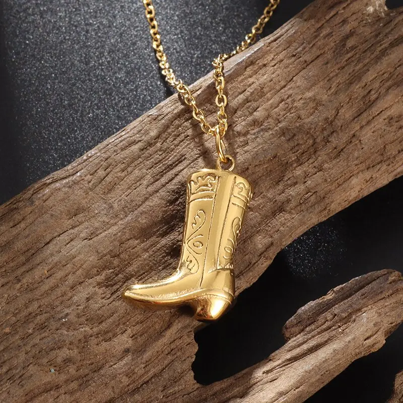 Personality-Creative-Golden-Cowboy-Boots-Pendant-Necklace-Ladies ...