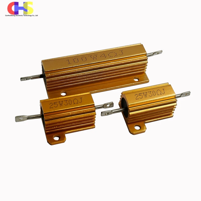 RX24 High-power Gold Color Aluminum Case Resistor 5W 10W 25W 50W 100W 1R 10R 22R 50 100R 1K 10K ...