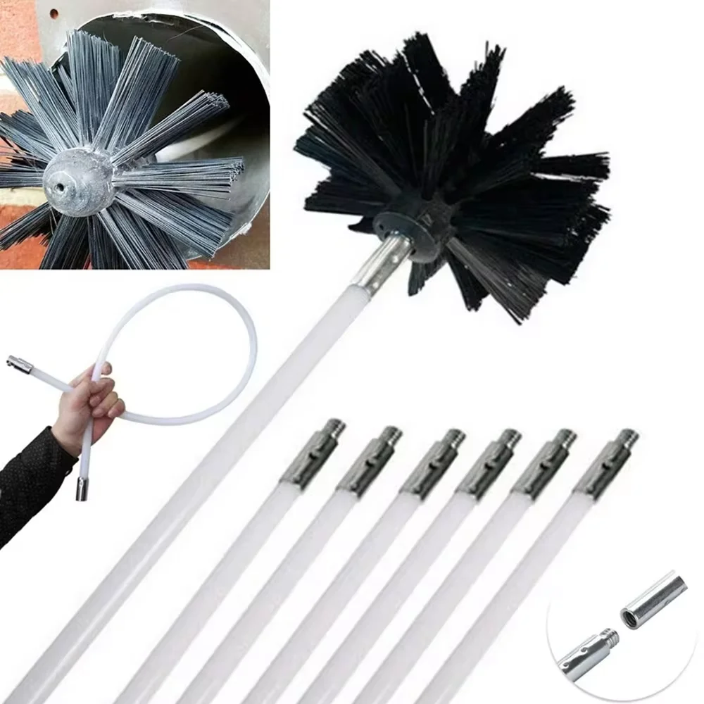 Chimney Brush Set with Long Handle Rods Flue Sweeping Brush 100/150mm ...