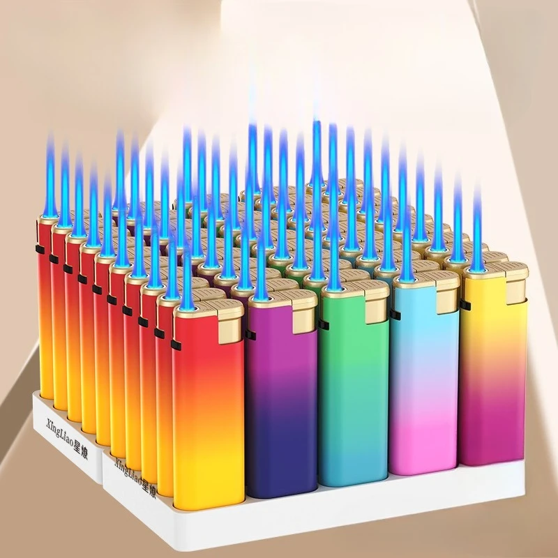 New Metal Gradient Color Windproof Straight Durable Lighter Men'S Tool ...