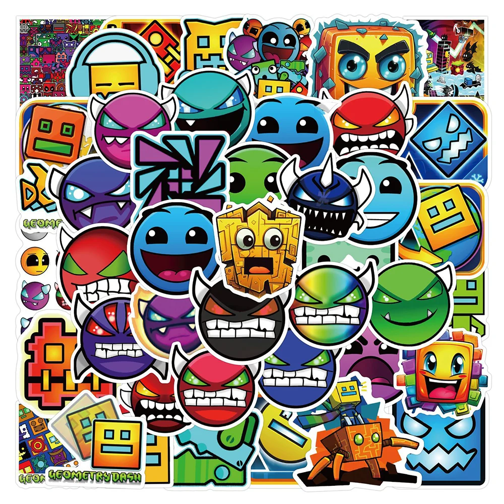 10-30-50pcs-Game-Geometry-Dash-Stickers-Cartoon-Decals-Waterproof ...