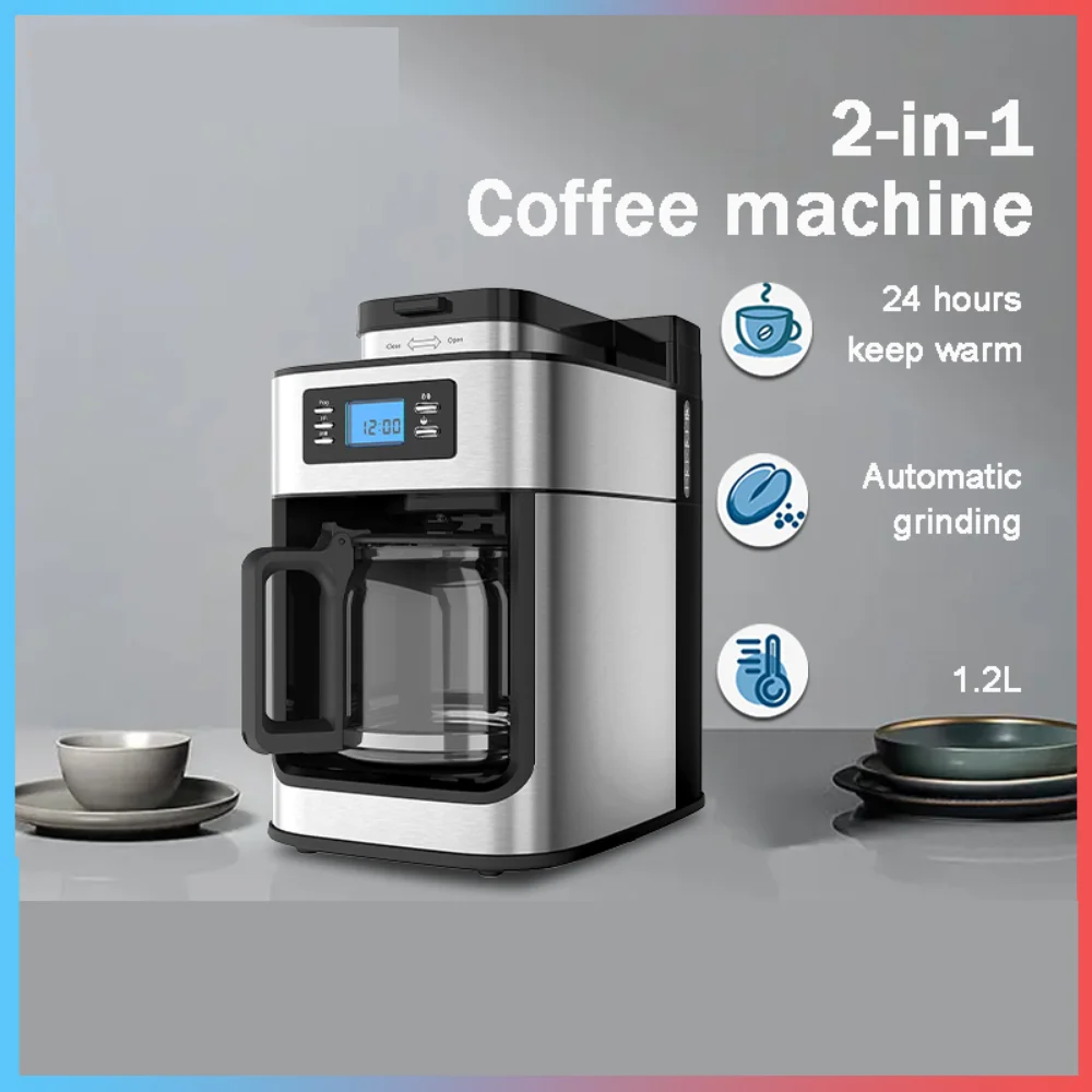 2-In1-Coffee-Maker-Kitchen-Automatic-Coffee-Machines-Drip-LED-Display ...