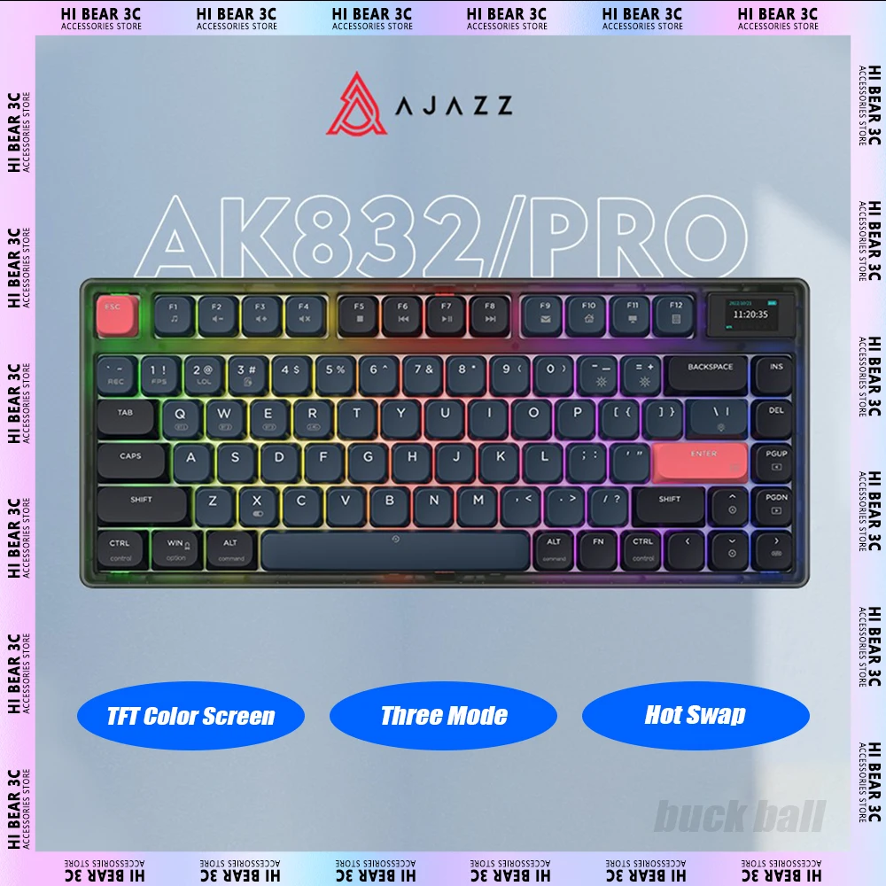 Ajazz-AK832pro-Wireless-Mechanical-Keyboard-TFT-Color-Screen-Light ...
