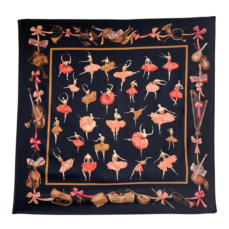 Lady-Scarf-Ballet-Girl-Print-Designer-New-Large-Square-Scarves-90cm ...