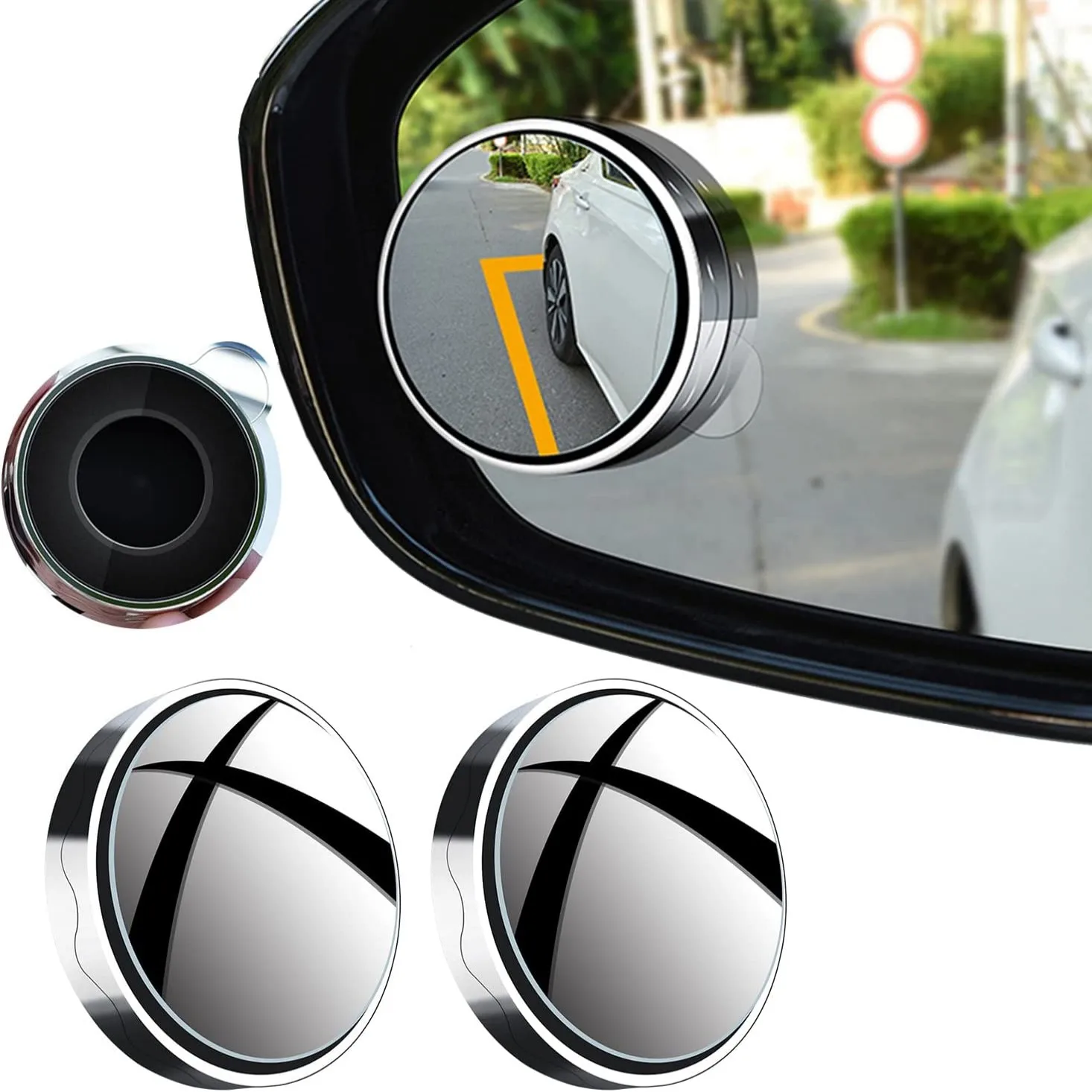 2Pcs-Rearview-Auxiliary-Mirror-Car-Round-Frame-Convex-Blind-Spot-Mirror ...