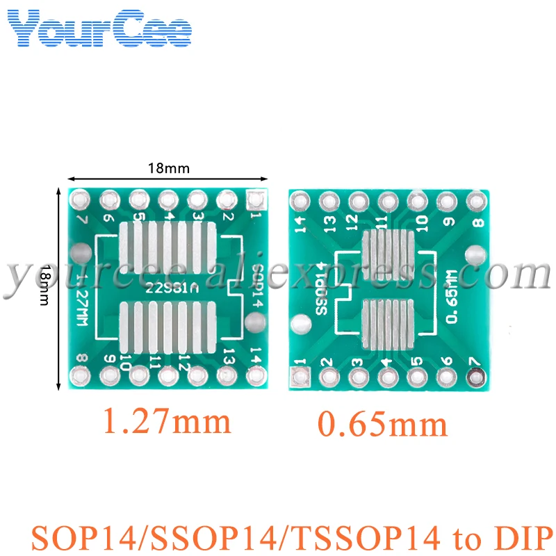 20pcs Adapter Plate SOP14 SSOP14 TSSOP14 To DIP14 Pinboard SMD 2.54mm ...