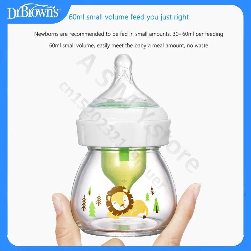Dr-Brown-s-newborn-wide-bore-glass-bottle-preemie-silicone-teat-60ML ...