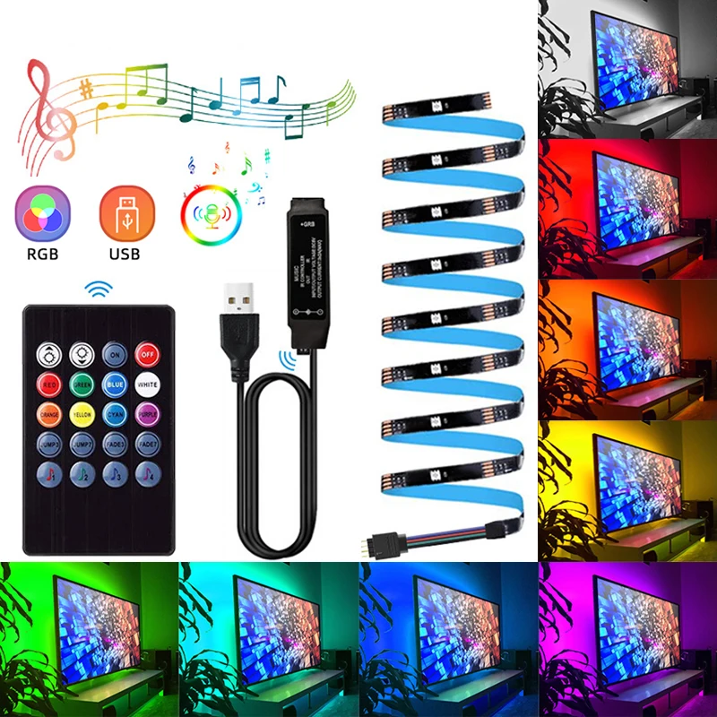 Led strip Lights For Tv Smart Sound Sync Led Lights USB Led Tape Rgb ...