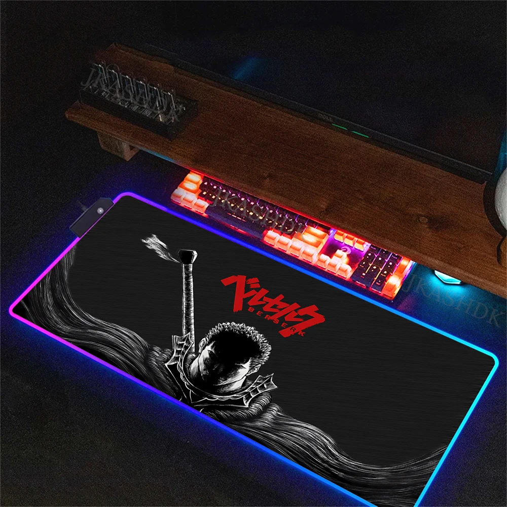 RGB-Mouse-Pad-Anime-Berserk-Guts-LED-Deskmats-Computer-Gaming-Keyboard ...