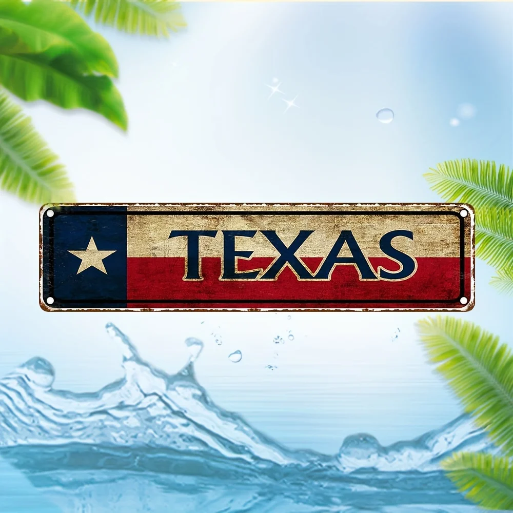 Vintage Texas State Flag Metal Wall Sign - 40.64cm x 10.16cm Large ...