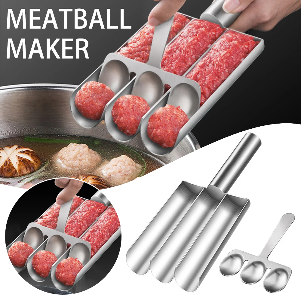 Triple-machine-boulettes-de-viande-en-acier-inoxydable-avec-cuill-re ...