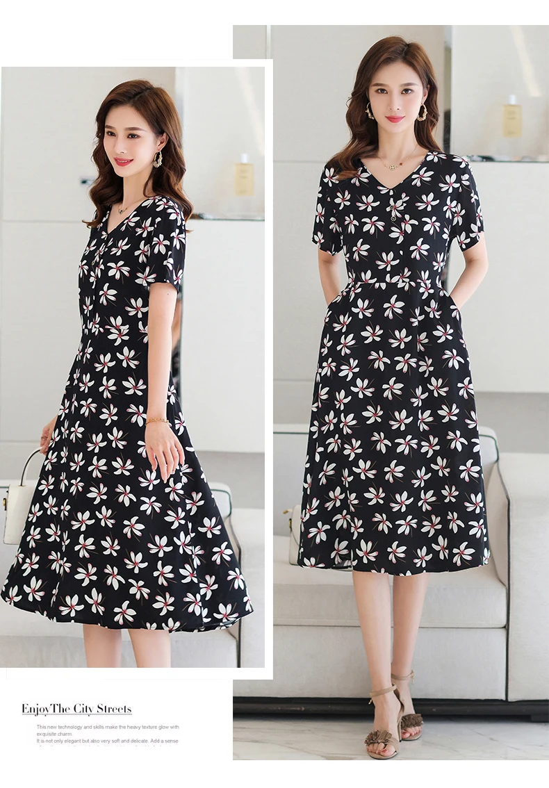 מבחר שמלות פרחוניות לקיץ, שרוולים קצרים, קלילה ונעימה, 8 צבעים לבחירה ...